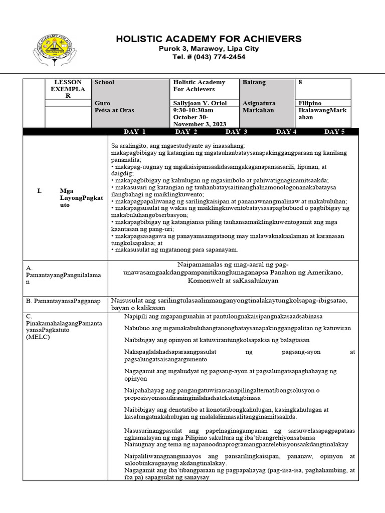 Grade 8 - Filipino W7-8 Q2 | PDF