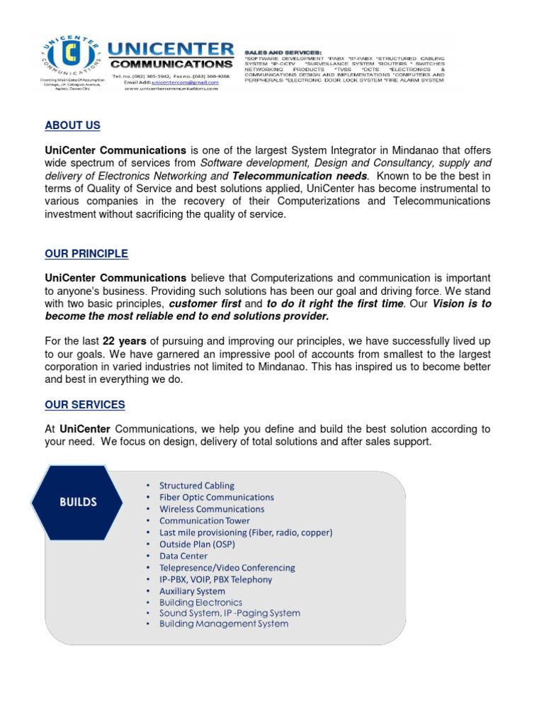 UniCenter Communications Overview | PDF | Local Area Network | Closed ...