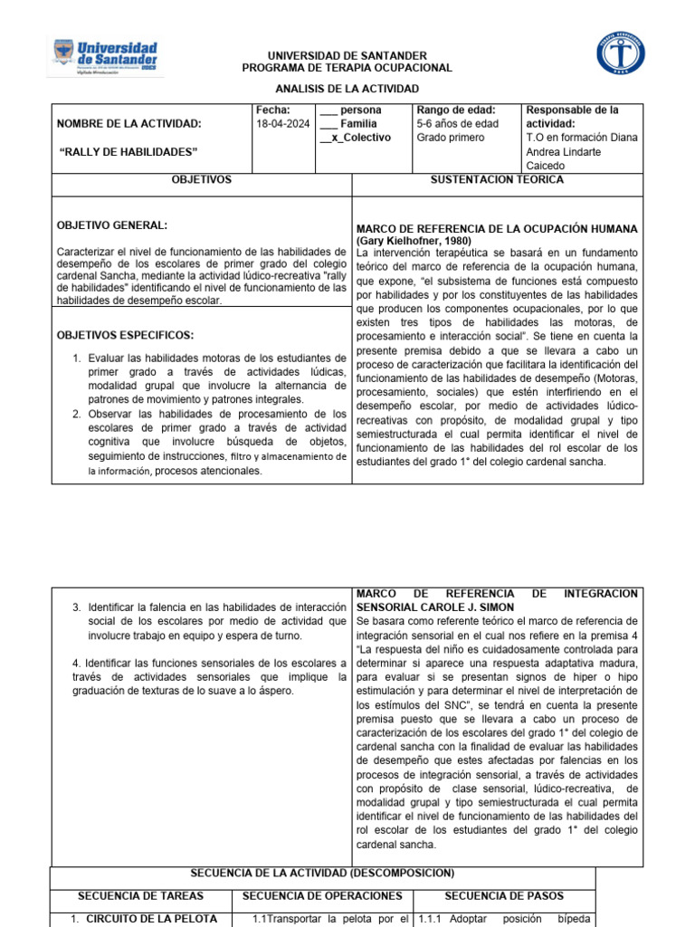 Actividad de Caracterizacion Nueva Corregida | PDF | Terapia ocupacional | Las emociones