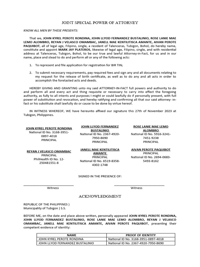 Joint Spa | PDF | Power Of Attorney | Government