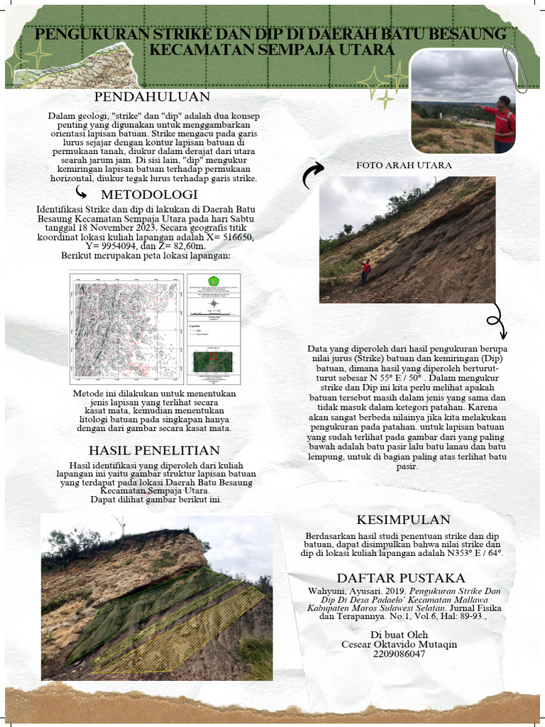 Pengukuran Strike dan Dip Batuan Sempaja | PDF