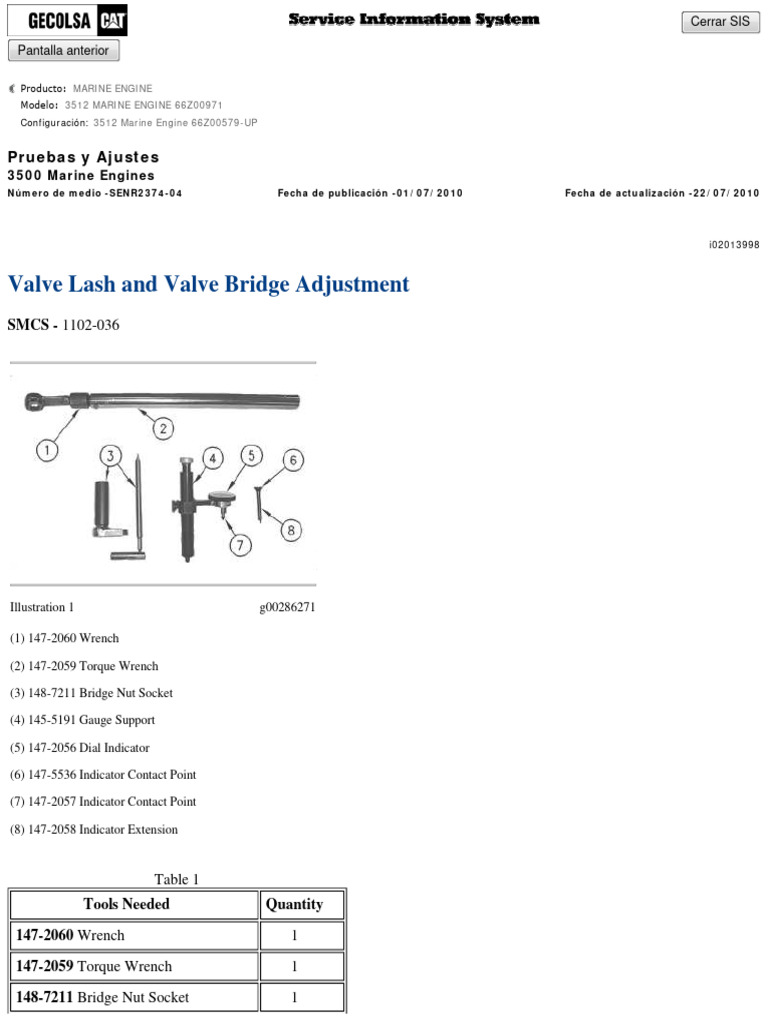 CAT3512 Valve Lash and Valve Bridge Adjustment | PDF | Screw | Vehicle ...