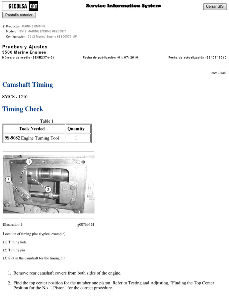 Cat3512camshaft Timing | PDF | Piston | Engines
