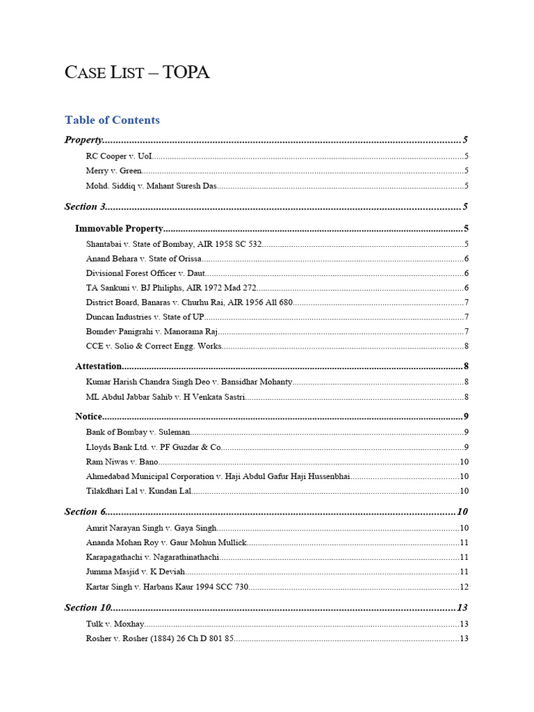 Case List | PDF | Covenant (Law) | Deed
