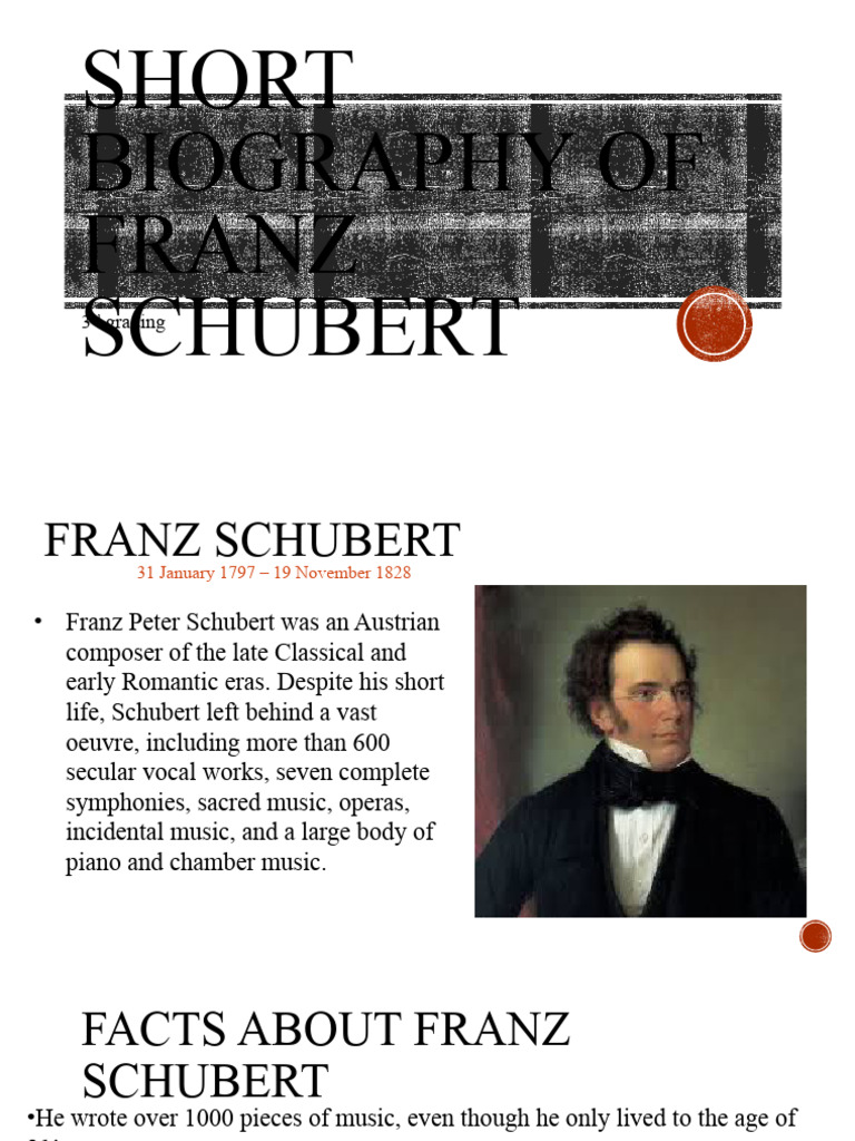 Short Biography of Franz Schubert: 3 Grading | PDF | Art
