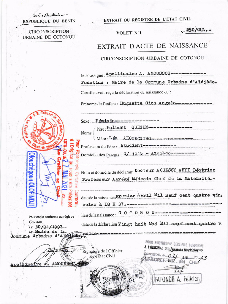 Extrait D'acte de Naissance Jaurès | PDF