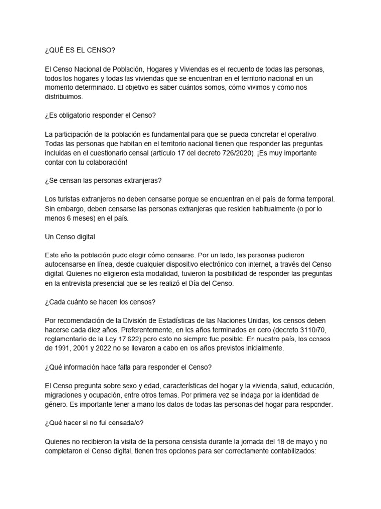 ¿Qué Es El Censo | PDF | Censo