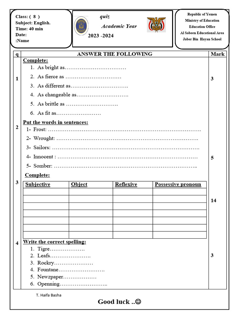 8 Quiz-1 | PDF | Languages | Foreign Language Studies