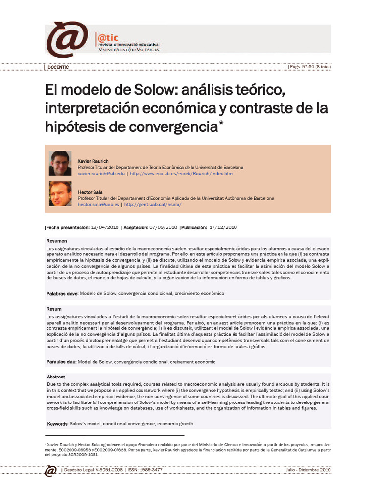 El Modelo de Solow Analisis Teorico Inte | PDF | Economias | Ciencias económicas