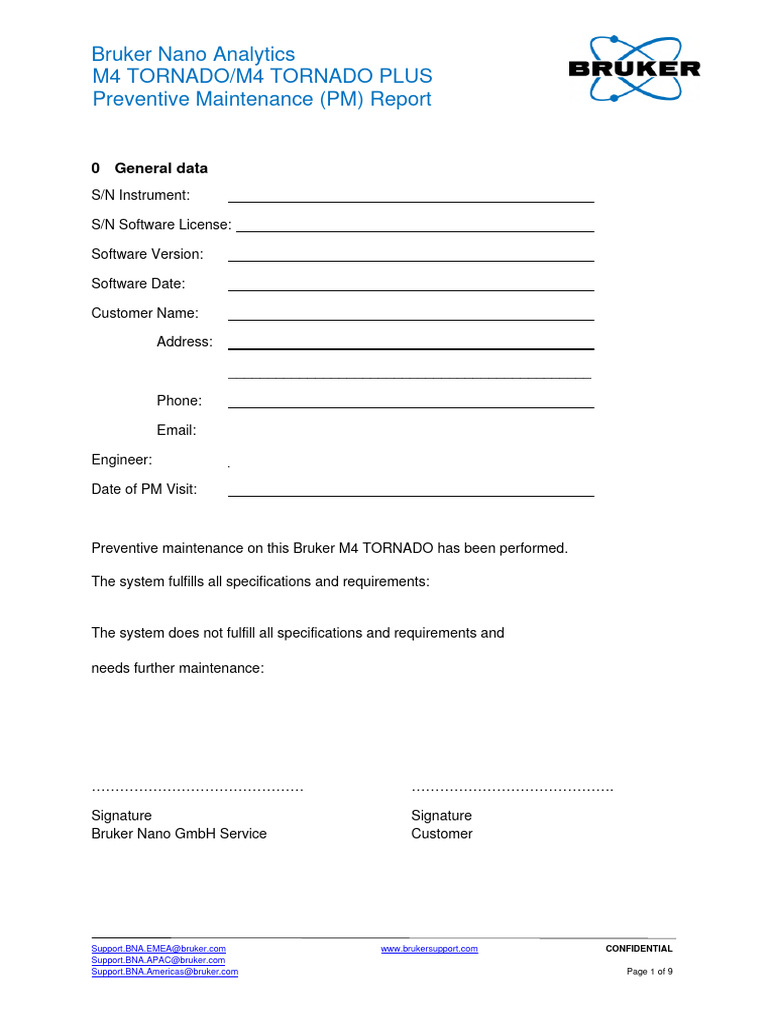 Bna Cs m4 Tornado Preventive Maintenance Report | PDF | Optics | Scientific Techniques
