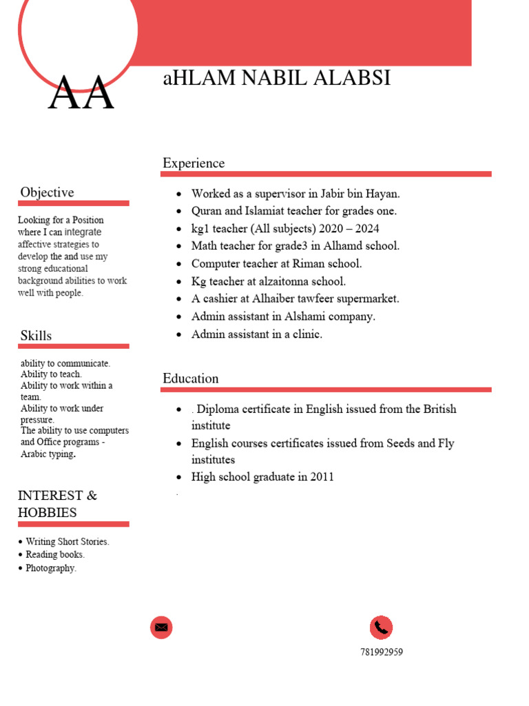 Ahlam CV | PDF | Language Arts & Discipline | Wellness