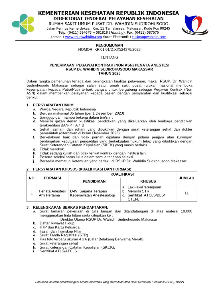 Formasi Penata Anastesi 2023 3 | PDF