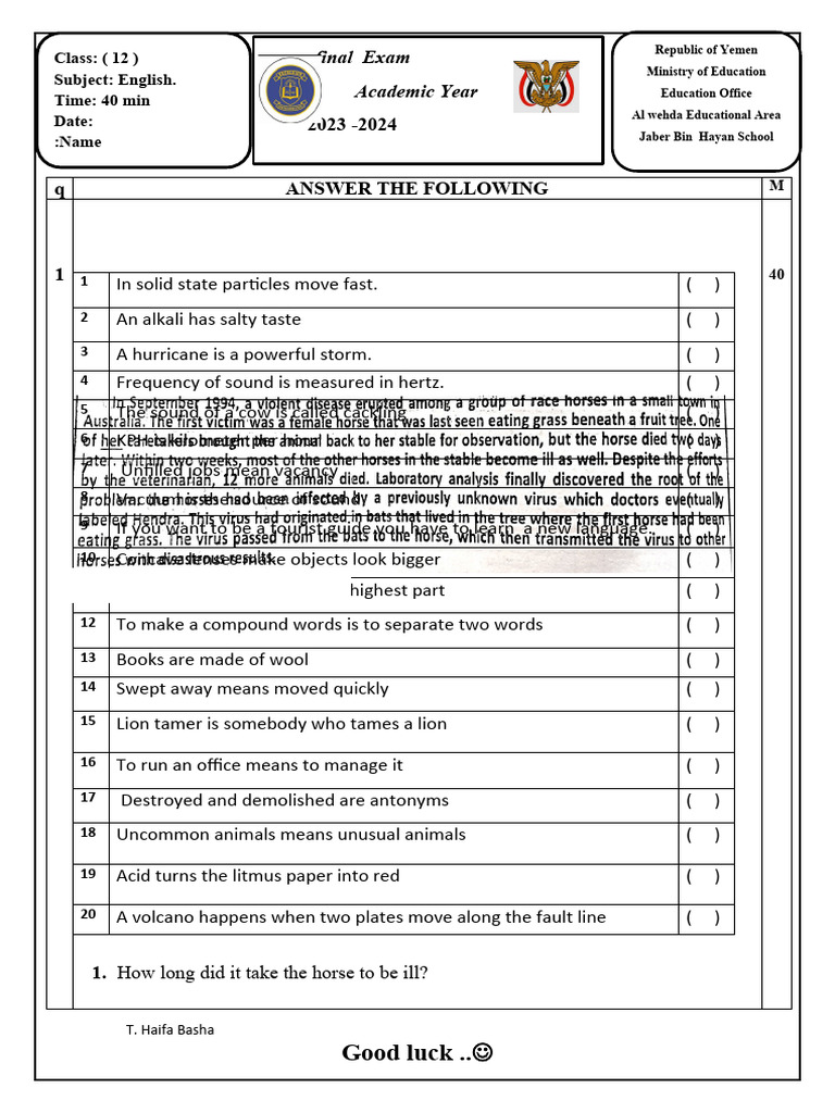 Grade 12 Final | PDF