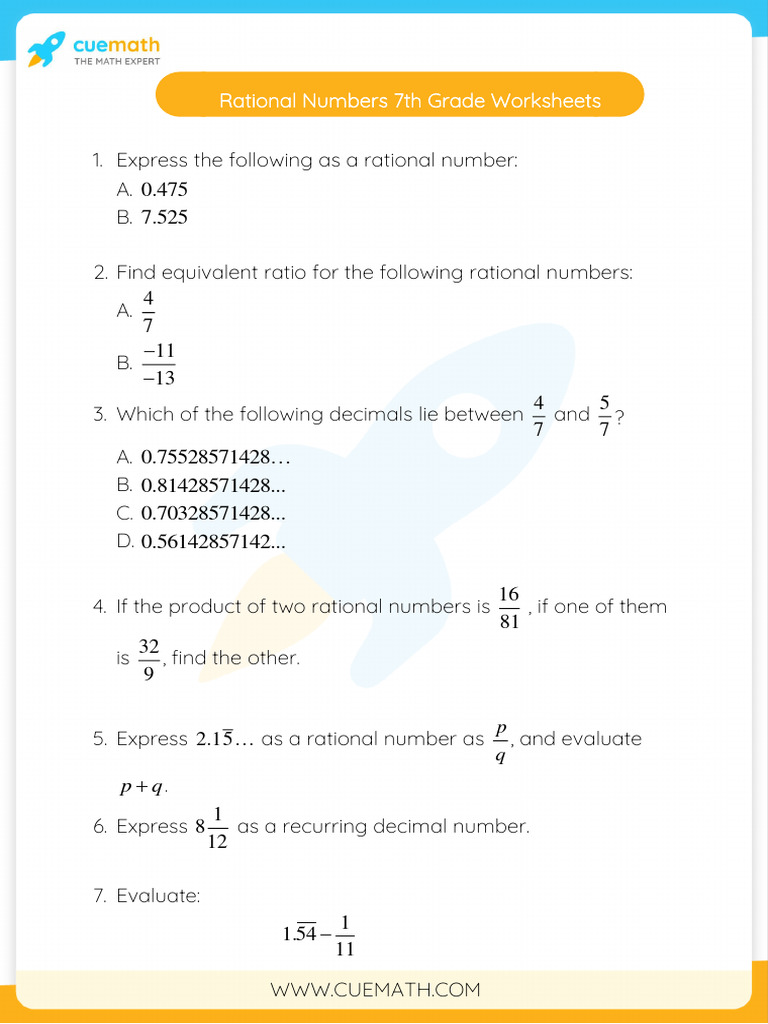 Rational Numbers Worksheet-3 | PDF
