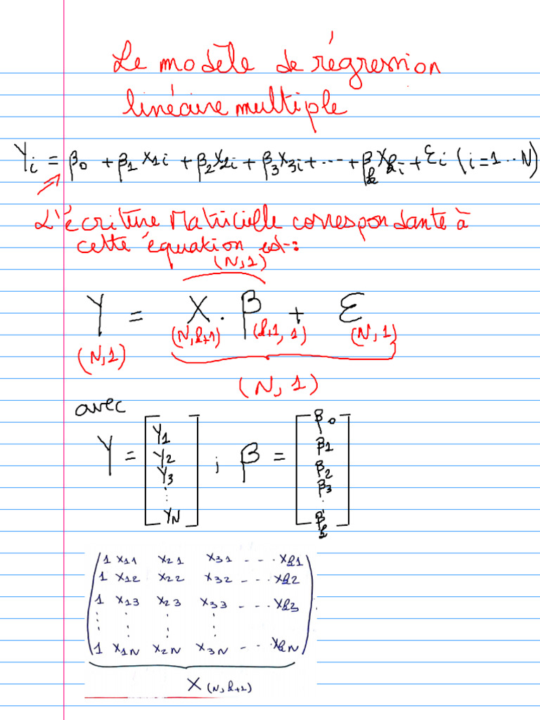 RÃsumÃ Cours Et Exercices Modele Regression Lineaire Multiple | PDF