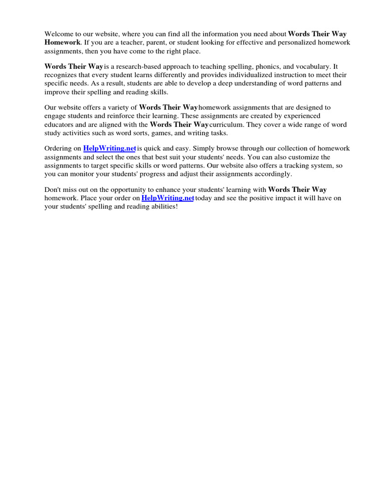 Words Their Way Homework | PDF | Learning | Human Communication