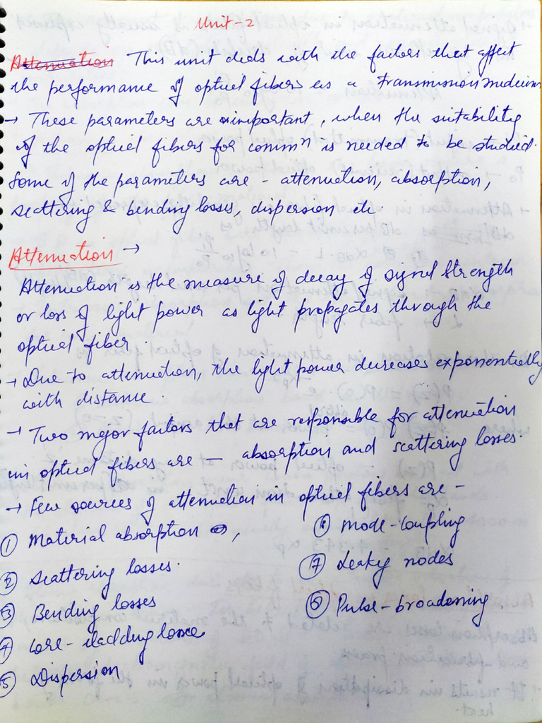 Optical Communication Handwritten Unit 2 notes | PDF