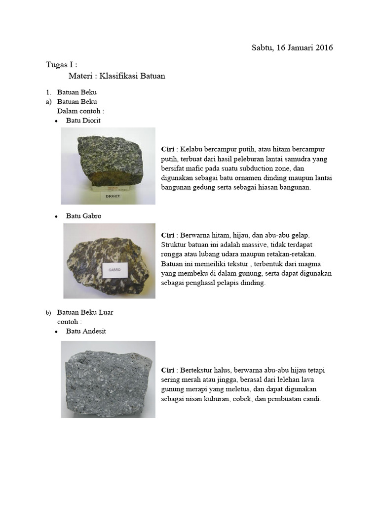 Klasifikasi dan Ciri Batuan Geografi | PDF