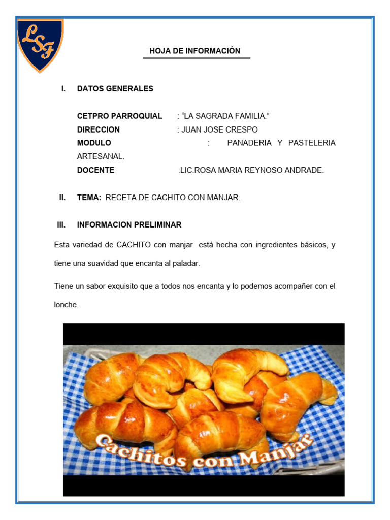 Cachito Con Manjar | PDF | Panes | Confitería