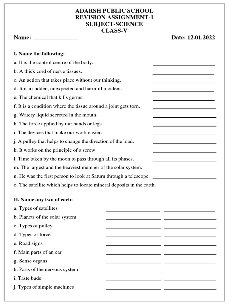 Science Revision Assignment | PDF | Force | Satellite