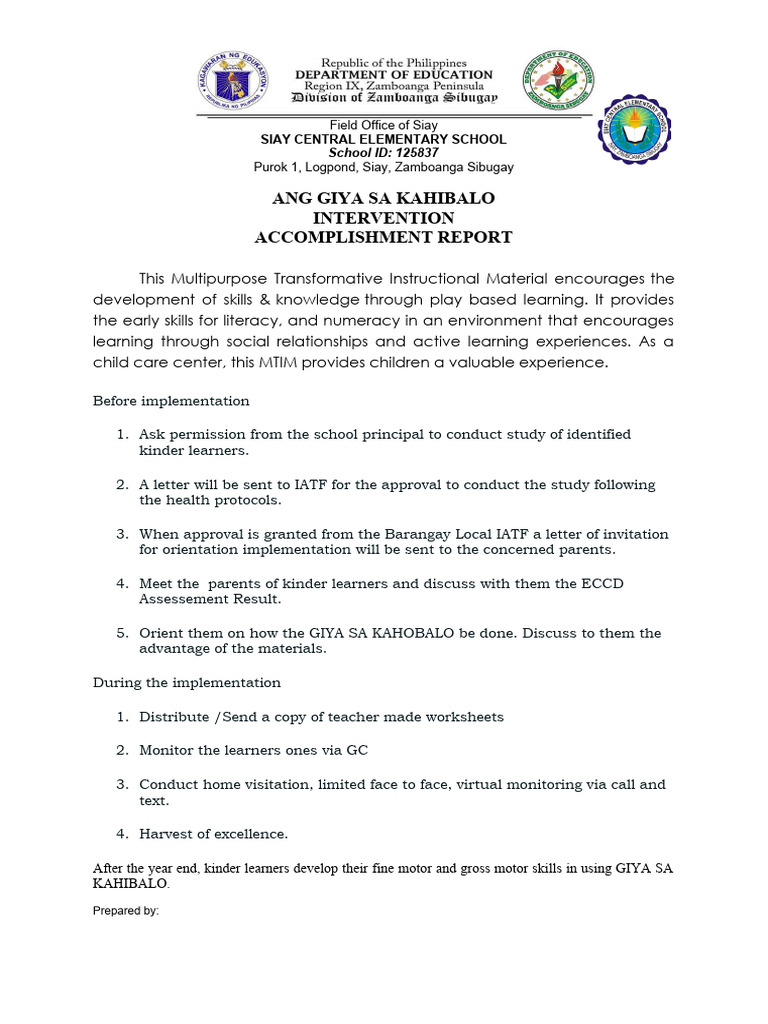 Accomplishment Report of Hpta Meeting | PDF | Cognition | Behavior Modification