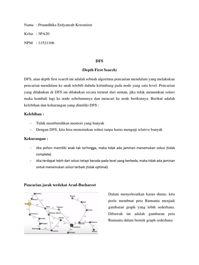 Analisis Algoritma DFS pada Rute Arad-Bucharest | PDF