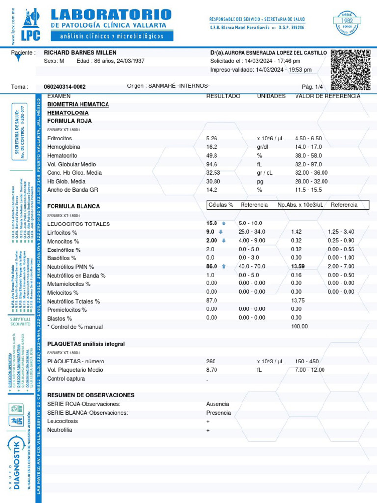 Richard Barnes Millen DR (A) .: SYSMEX XT-1800-i | PDF | Hematología ...