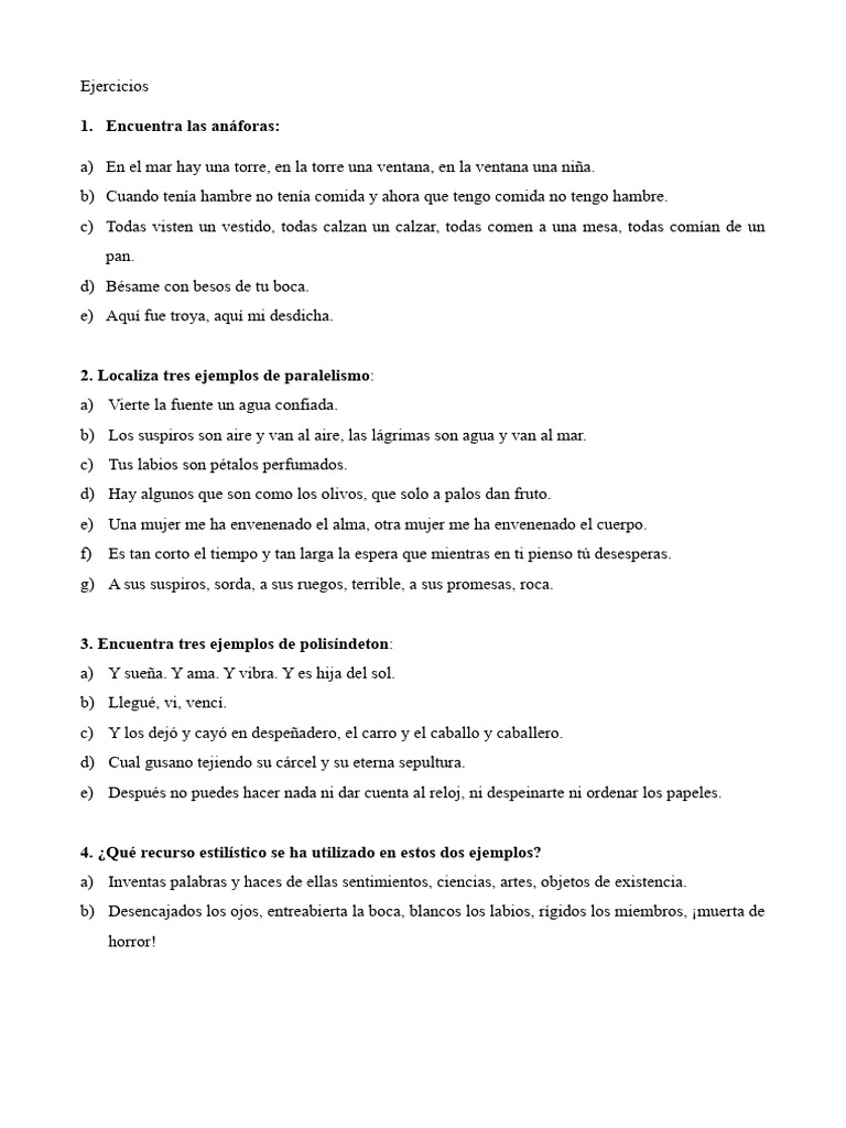 Recursos Estilísticos. Ejercicios. – AVKIU