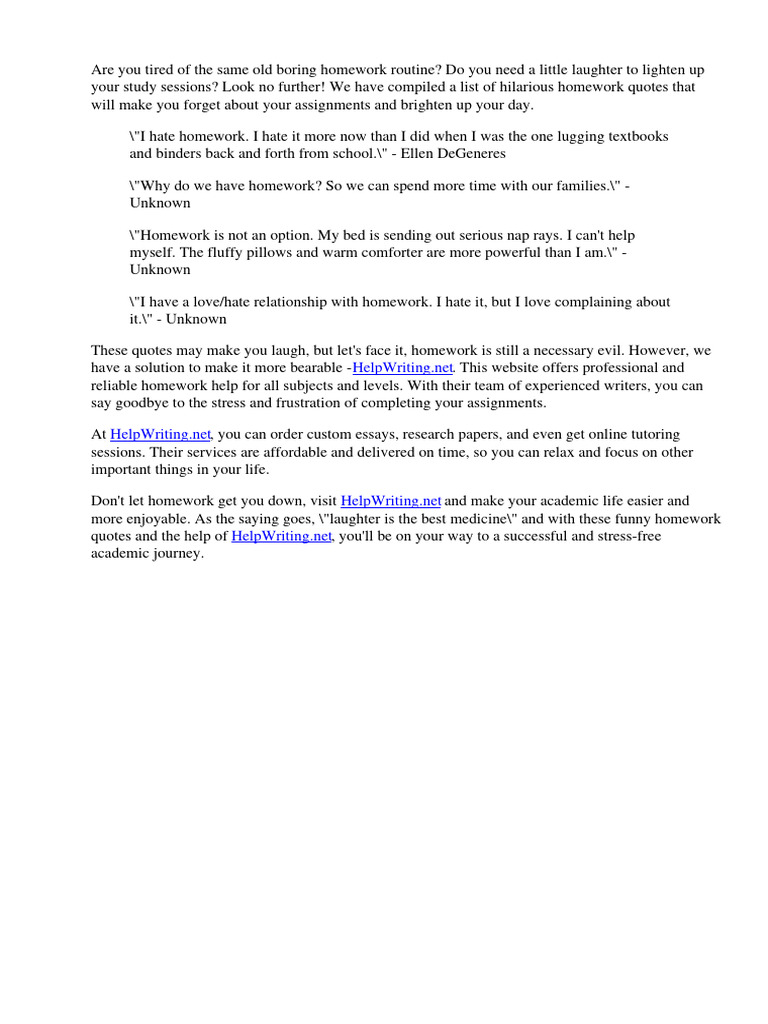 Homework Funny Quotes | PDF | Homework