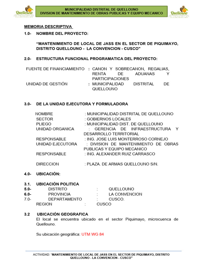 Memoria Descriptiva Local Jass | PDF | Clima | Ciencias de la Tierra