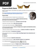 Peppered Moths Natural Selection Game | PDF