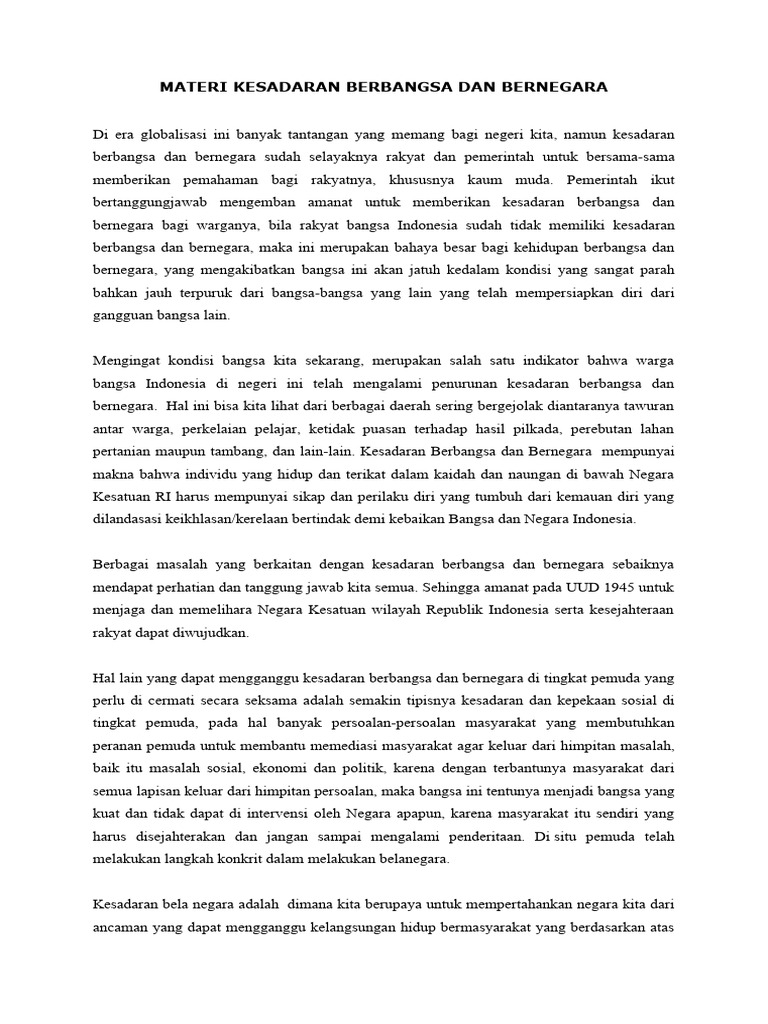 Materi MPLS Kesadaran Berbangsa Dan Bernegara | PDF