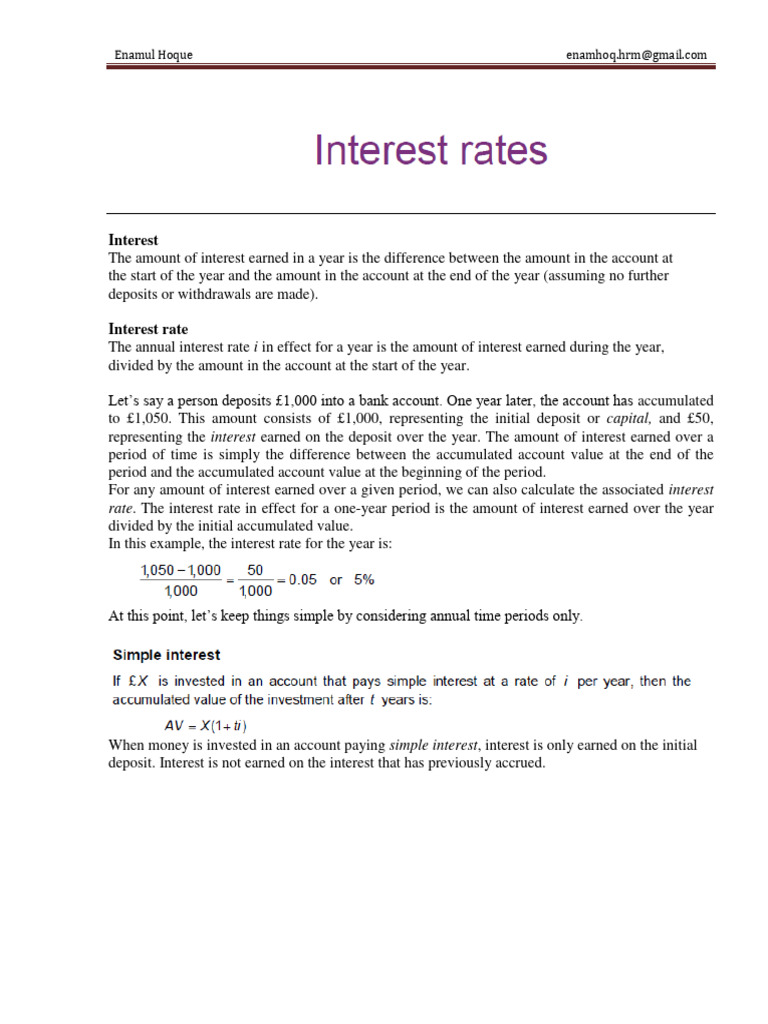 Interest Rates | PDF | Interest | Present Value