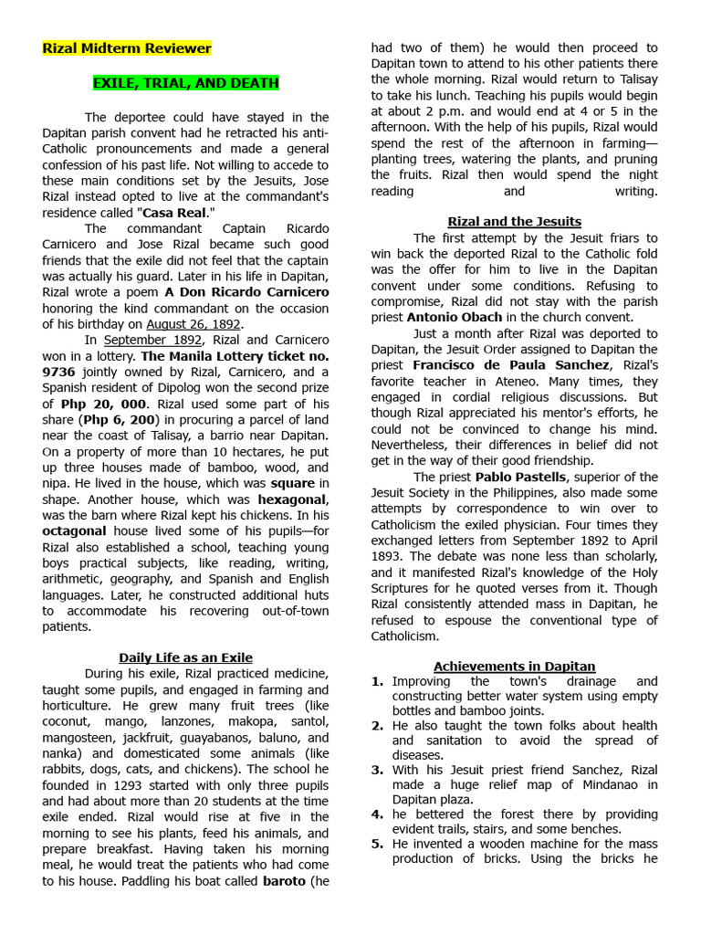 Rizal Midterm Reviewer | PDF