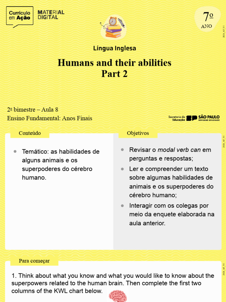Aula 8 - Humans and Their Abilities Part 2 | Download Free PDF | Emotions | Anger