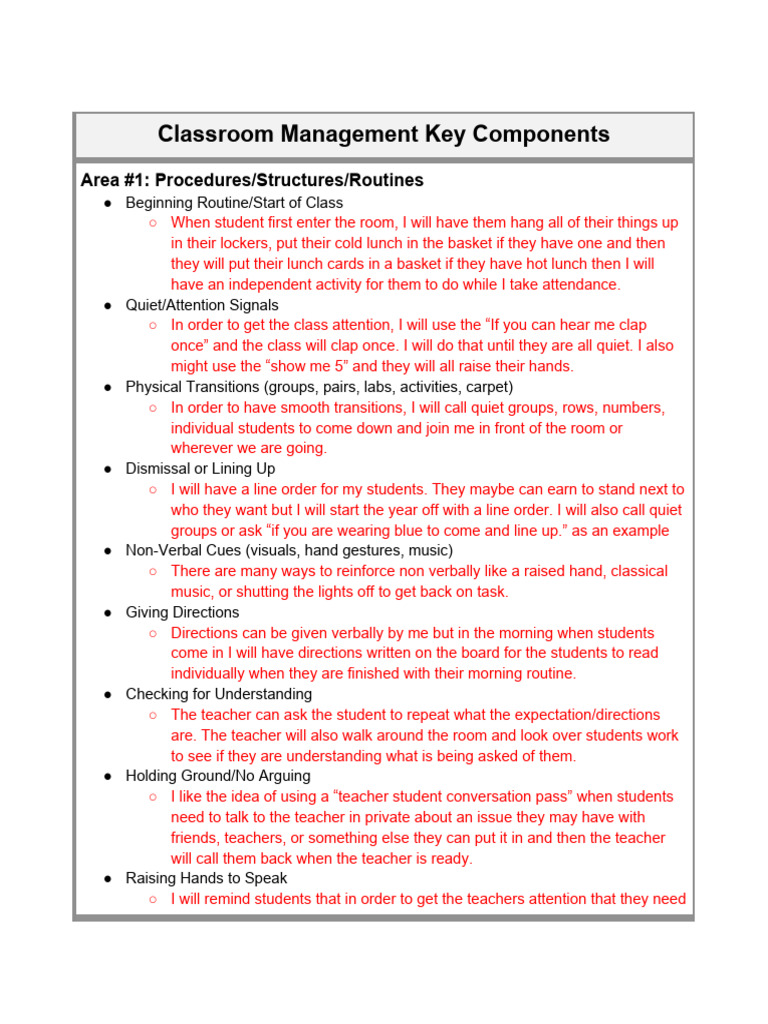 MH - Classroom Management Key Components | PDF | Teachers | Classroom