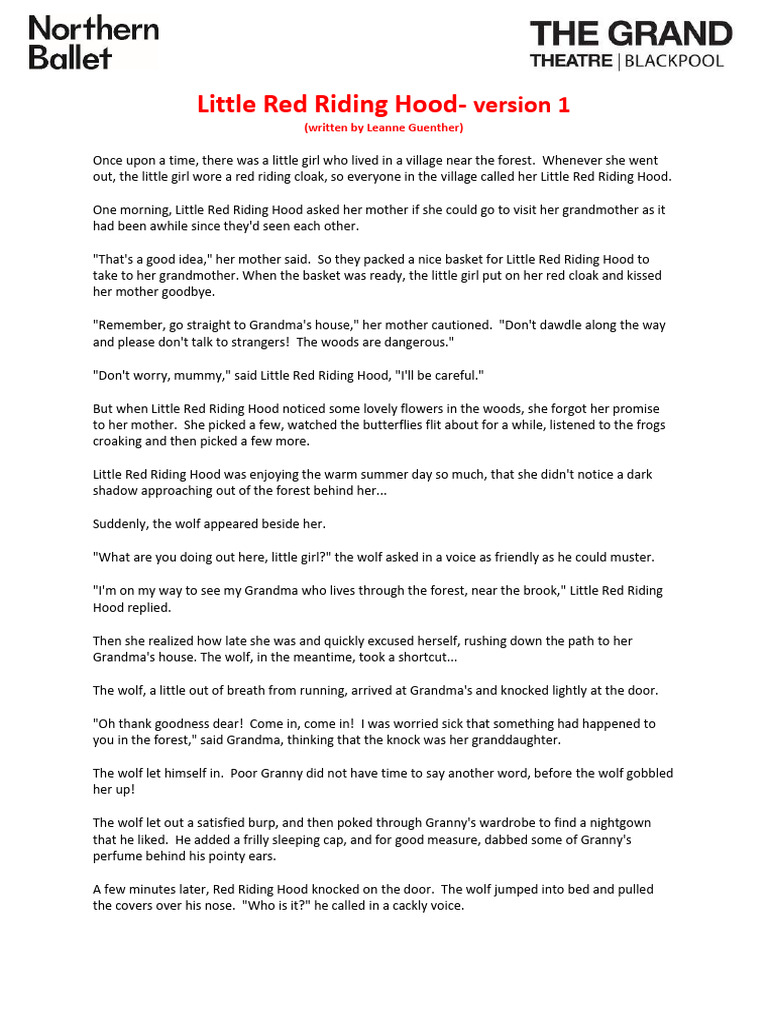 Little Red Riding Hood Three Versions | Download Free PDF | Little Red ...
