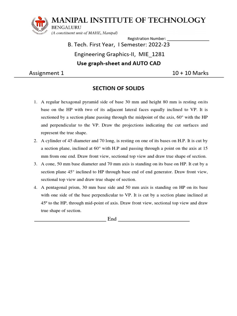 MIE Engineering Graphics Assignments | PDF | Euclidean Geometry | Polytopes