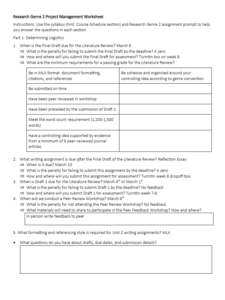 Research Genre 2 Project Worksheet 1302 | PDF | Turnitin | Academic Journal