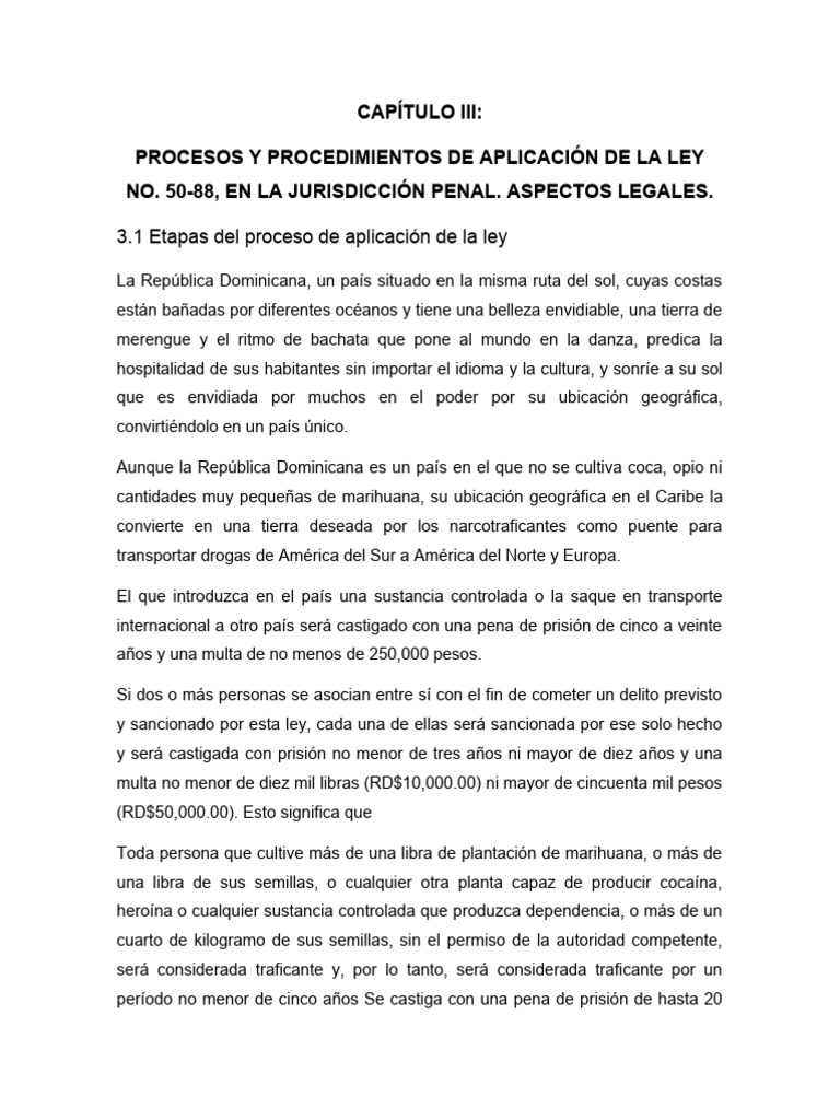 CAPÍTULO III y IV Sobre La Ley 50-88 | PDF | La dependencia de sustancias | Comercio ilegal de ...