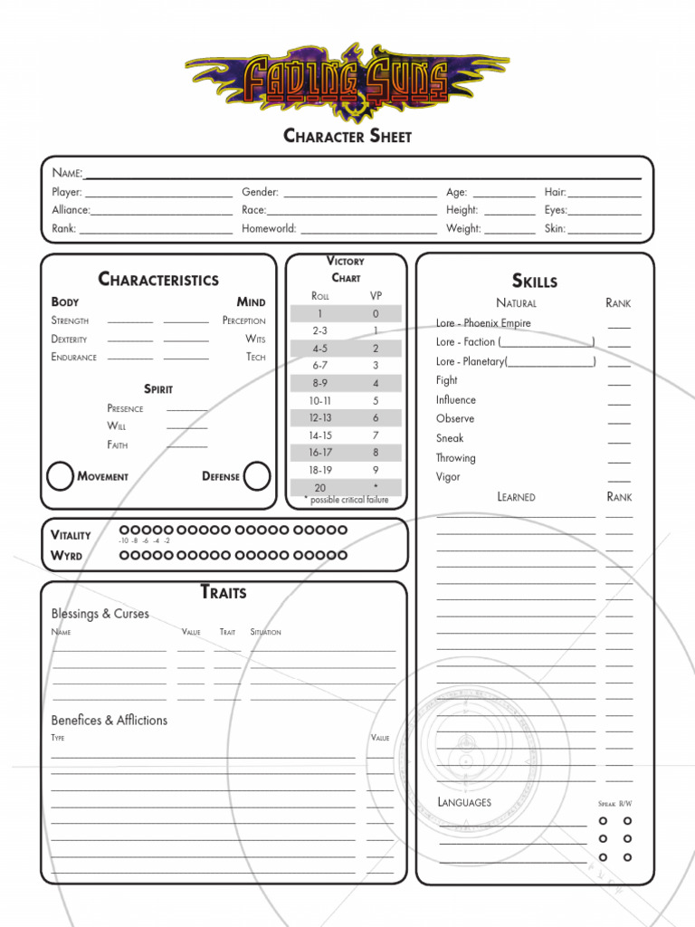 CharSheet PrinterFriendly FormFill | PDF