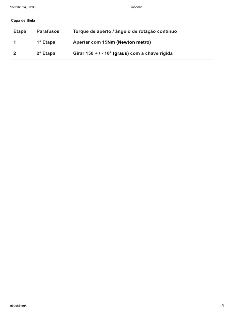 Logan 3cc Torque de Aperto Biela | PDF