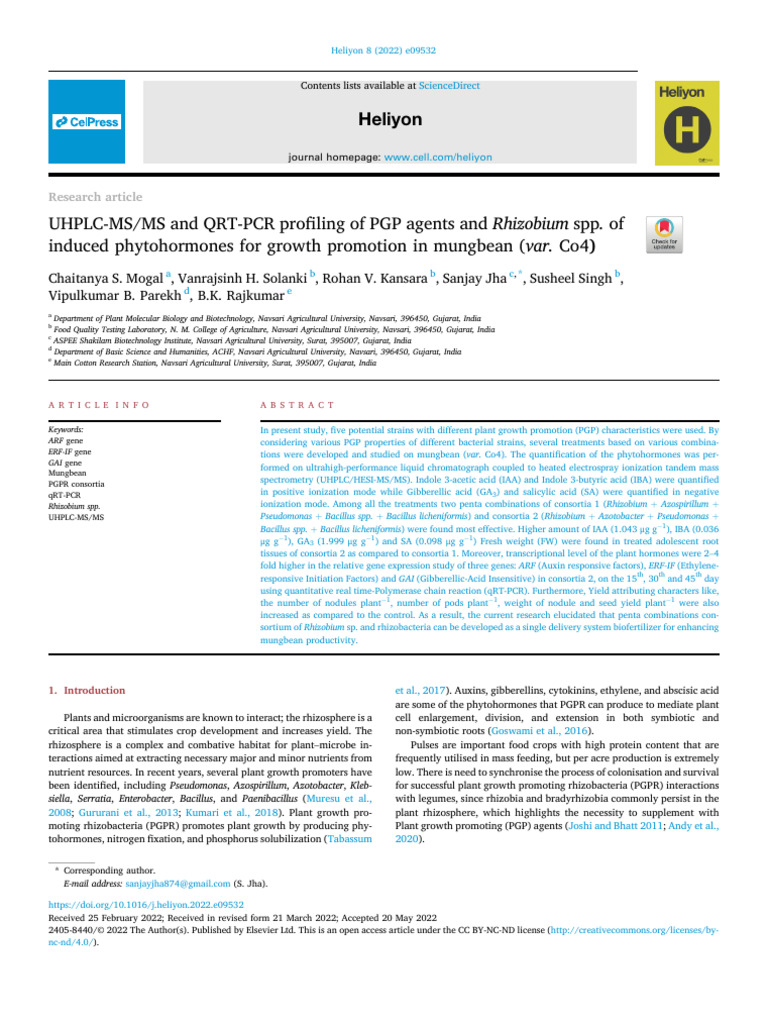 UHPLC MS MS and QRT PCR Profiling of PGP Agents and Rhizobium SPP - 2022 - Hel | PDF | Real Time ...