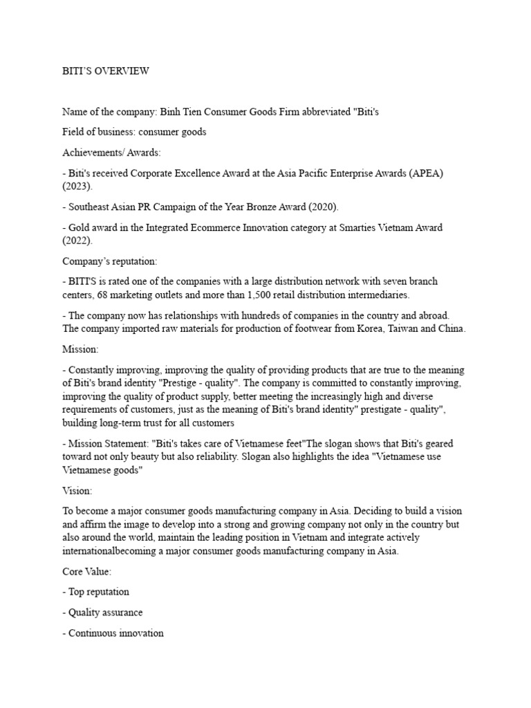 Biti's Overview | PDF | Finance & Money Management