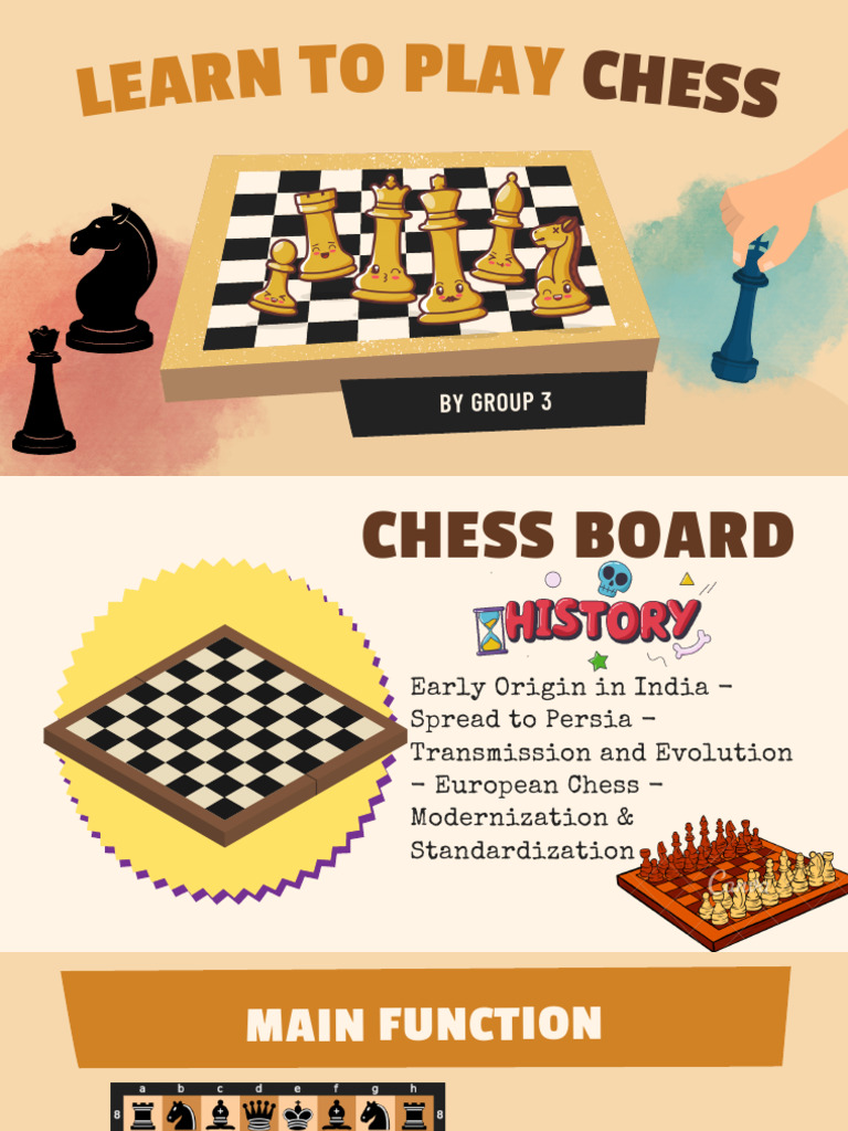 Brown Bold Illustrated Learn To Play Chess Game Fun Presentation ...