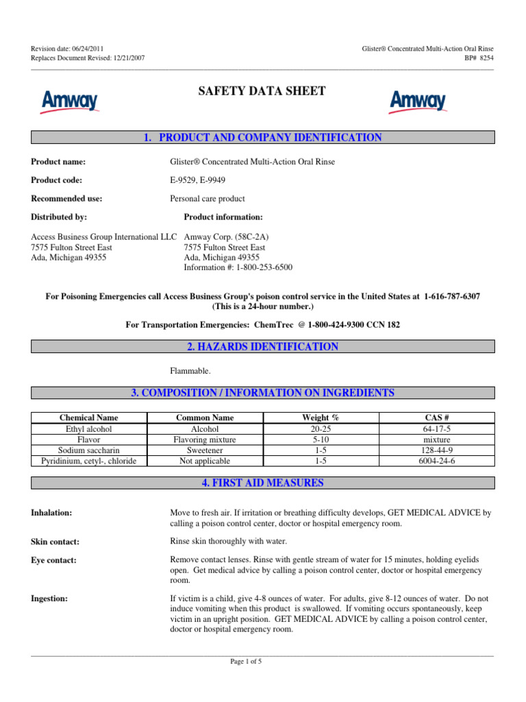 Msds Glister | PDF | Firefighter | Personal Protective Equipment