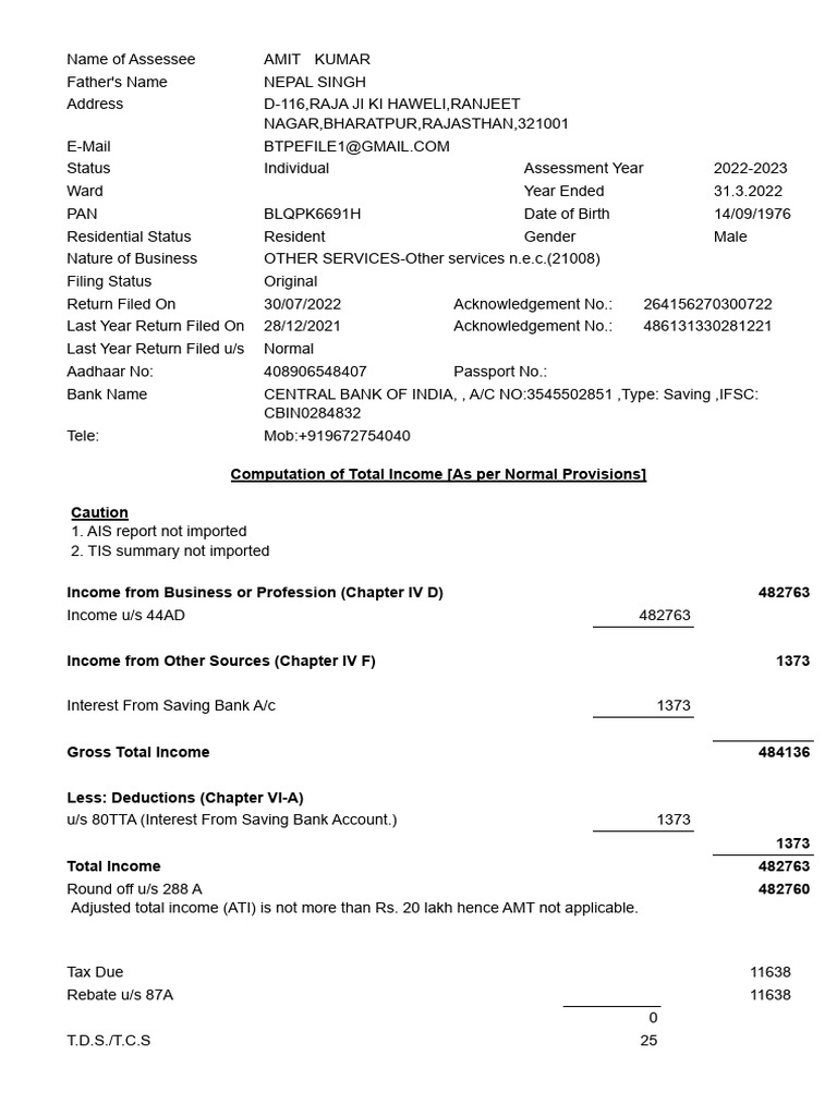 Computation 22 | PDF | Tax Refund | Government Finances