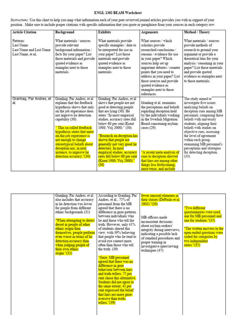 Beam Worksheet | Download Free PDF | Evidence | Deception