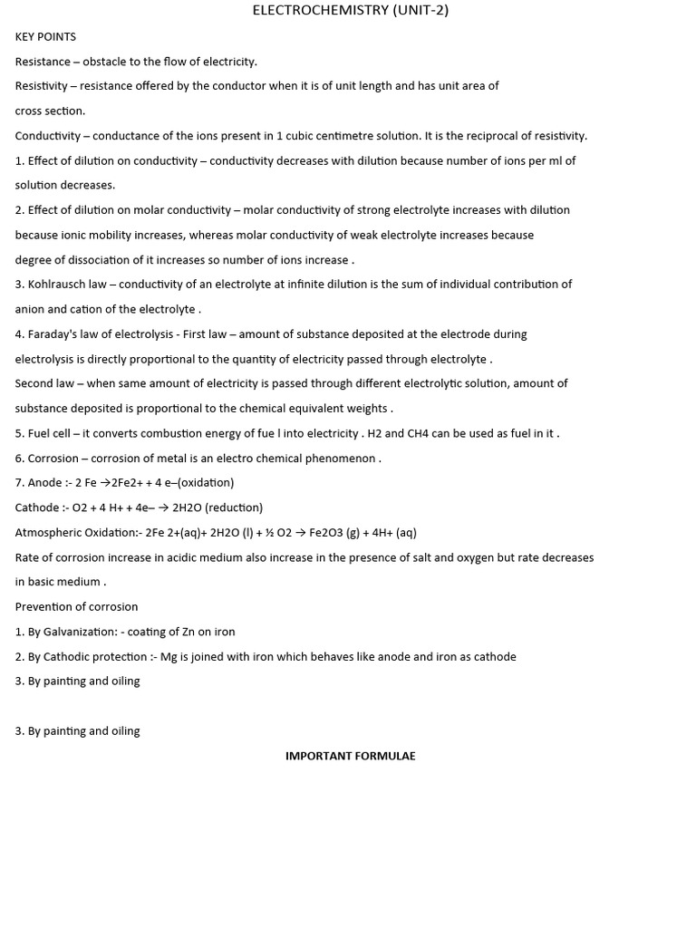 Electrochemistry Uti Module 3 | PDF | Electrochemistry | Electrolyte