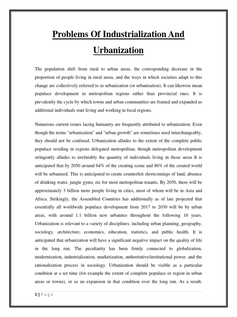 Challenges of Urbanization and Industrialization | PDF | Urbanization ...